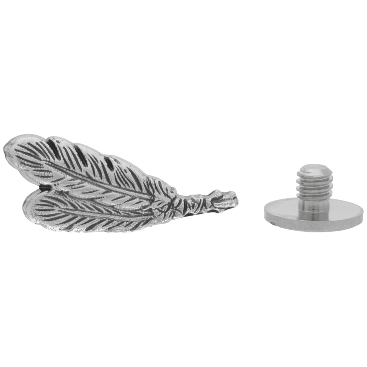 Concho with Screw - Two Feathers Silver - 32 mm | Paracord.shop